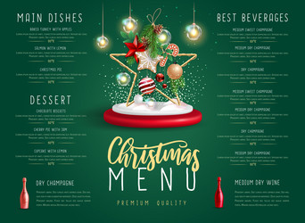 Restaurant menu design with 3d christmas trees Vector Image