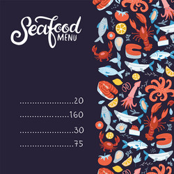Seafood menu background Royalty Free Vector Image