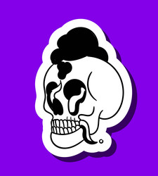 Skull sticker black and white Royalty Free Vector Image