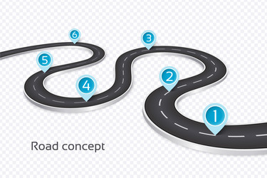 Winding 3d road concept on a transparent Vector Image
