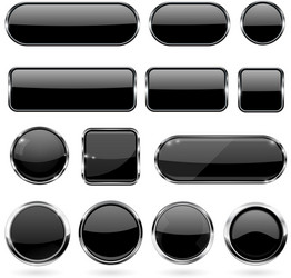 Colored rectangle glass 3d buttons with metal Vector Image
