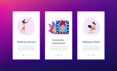 Makeup courses app interface template Royalty Free Vector