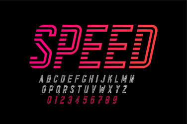 Speed letters set red race font italic bold Vector Image