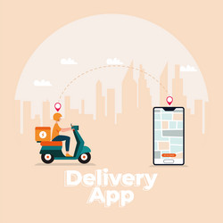 Colored delivery app concept template delivery guy