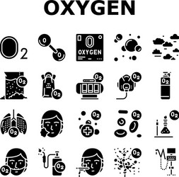 Oxygen o2 chemical collection icons set Royalty Free Vector