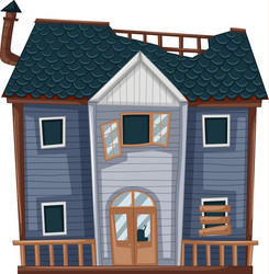 Wooden house with bad condition in jungle Vector Image