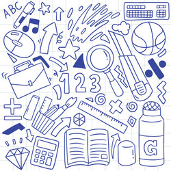 08-09-080 hand drawn set school icons Royalty Free Vector