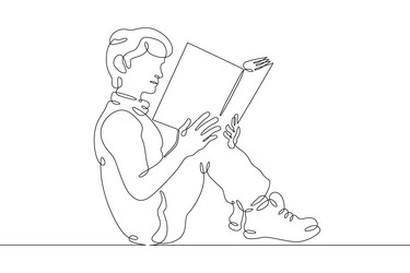 A man is reading book male character Royalty Free Vector