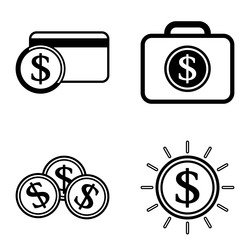 Dollar flat icon set isolated on white background Vector Image