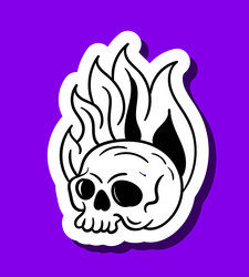 Skull sticker black and white Royalty Free Vector Image