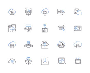 Storage outline icons collection space Royalty Free Vector