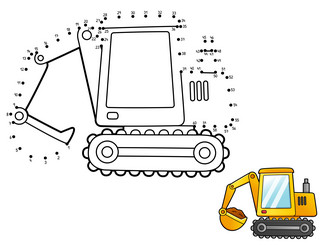 Dot to tractor isolated coloring page for kids Vector Image