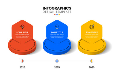 Infographic template hexagons with 3 steps Vector Image
