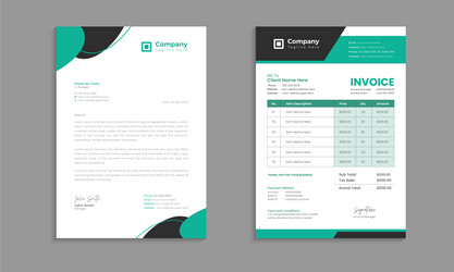 Professional business letterhead and invoice Vector Image