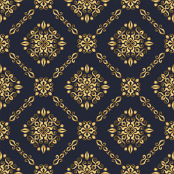 Swirl pattern seamless gold and navy blue Vector Image