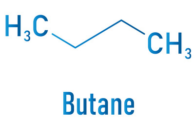 Butane hydrocarbon molecule skeletal formula Vector Image