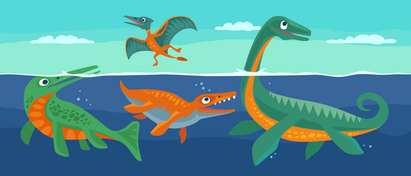 Dinosaur swimming in the ocean Royalty Free Vector Image