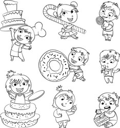 Sweet tooth funny cartoon character set Royalty Free Vector