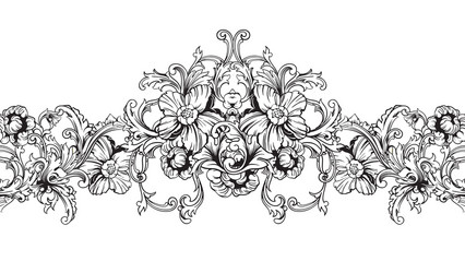 Baroque Floral Frame Royalty Free Vector Image