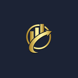 Gold arrow chart business finance logo Royalty Free Vector