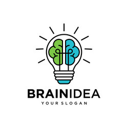Creative idea logo with brain in light bulb Vector Image