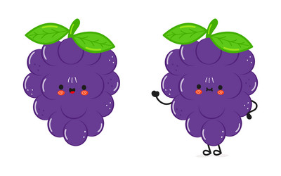 Cute funny grape poster organic character Vector Image