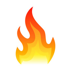 Red fire flat icon isolated on white background Vector Image