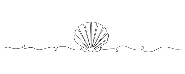 Continuous one line drawing natural open pearl Vector Image