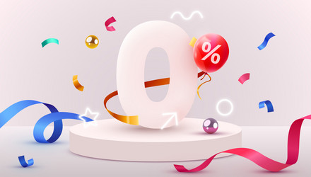 3d zero number with decorative objects zero Vector Image