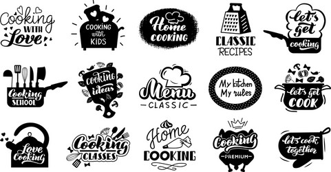 Food cooking lettering kitchen hand drawn Vector Image