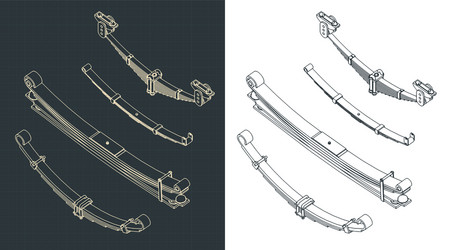 Leaf springs isometric blueprints Royalty Free Vector Image