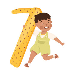 Number seven or numeral with yellow polygon Vector Image