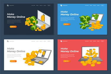 Make money online banner landing page background Vector Image