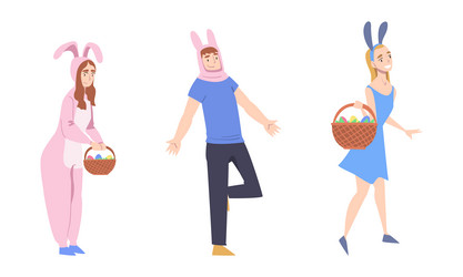 People celebrating easter set young men carrying Vector Image