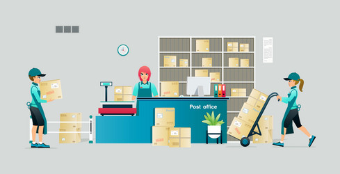 People at post office Royalty Free Vector Image
