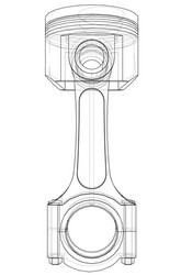 Sketch of piston rendering 3d Royalty Free Vector Image