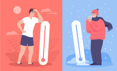 Comparison between men with thermometers in summer
