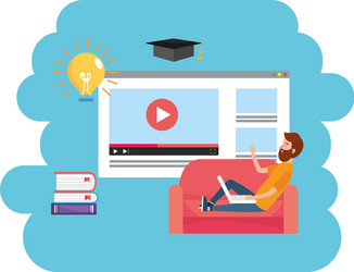 Online education cartoon Royalty Free Vector Image