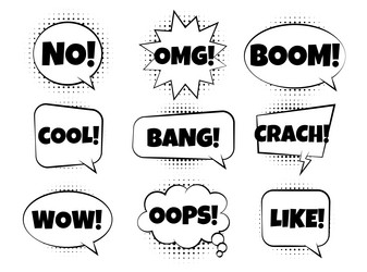 Retro comic speech balloons text no omg boom Vector Image