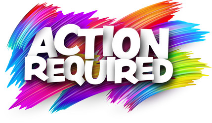 Action required paper word sign with colorful Vector Image