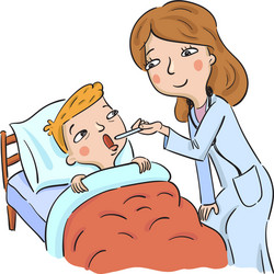 Clip Art Boy Sick In Bed