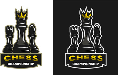 Chess game emblem logo Royalty Free Vector Image