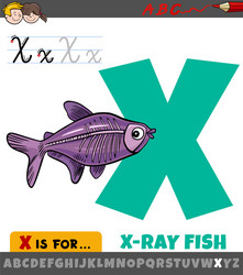 Alphabet x with ray fish Royalty Free Vector Image