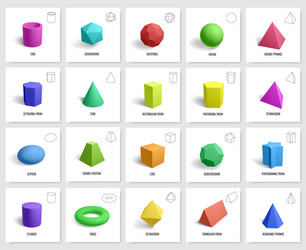 Top view realistic white math basic 3d shapes Vector Image