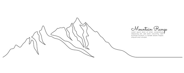 One continuous line drawing of mountain range Vector Image