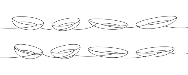 Set of porcelain ceramic plates one line colored Vector Image