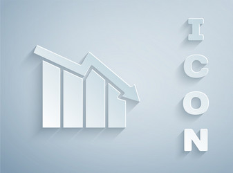 Paper cut financial growth decrease icon isolated Vector Image