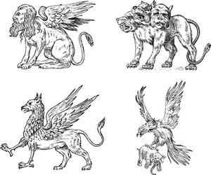 Colorful set animal greek mythological creatures Vector Image