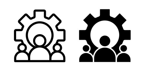 Teamwork icon set organization work gear logo Vector Image