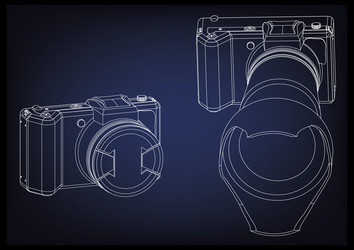 Mirrorless rangefinder camera blueprint Royalty Free Vector